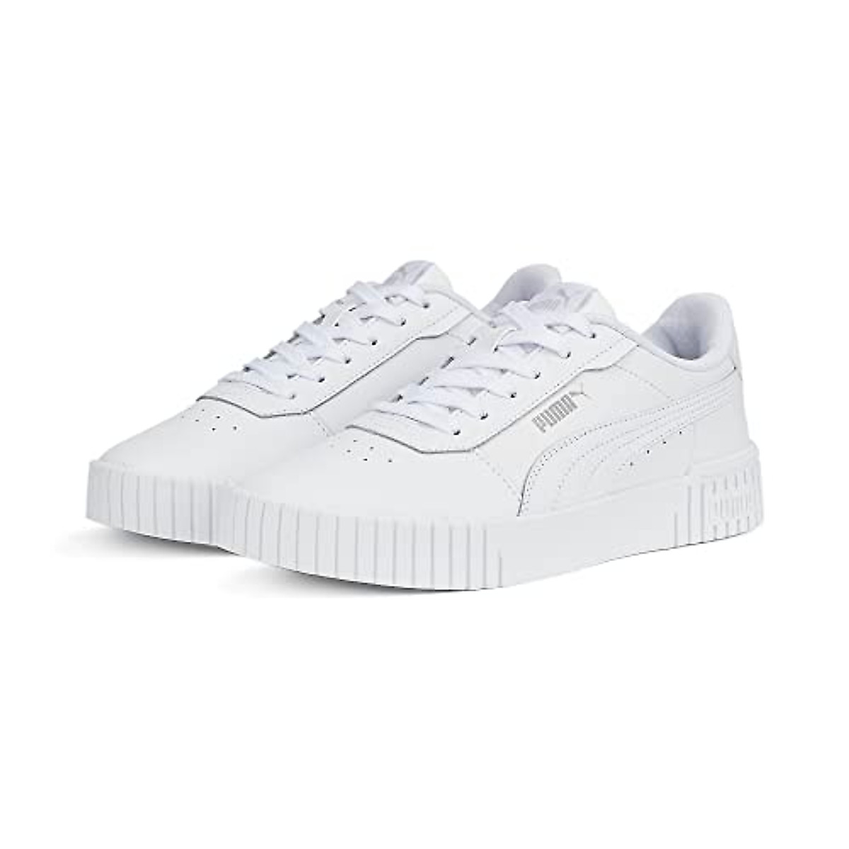 PUMA Women's CARINA 2.0 Sneaker, Puma White-Puma White-Puma Silver, 7.5