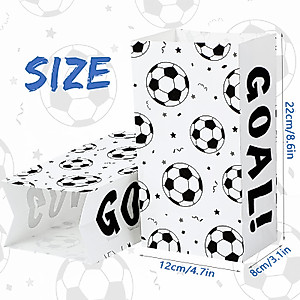 Gersoniel 30 Pack Paper Soccer Party Favor Bag, Soccer Candy Goodie Treat Bags Football Snack Bags Soccer Goodie Bag Soccer Print Sports Themed Birthday Party Supplies for Football Party Decor (White)
