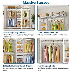 VIPEK V6E Heavy Duty Clothes Rack Large Garment Rack for Hanging Clothes, Portable Clothing Rack Metal Freestanding Closet Wardrobe System with Hanging Closet Organizer, Max Load 780 LBS, White