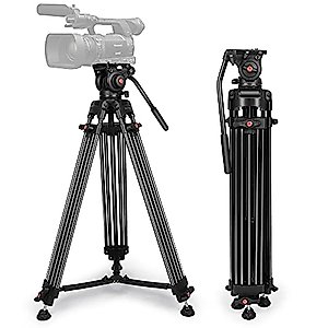 YoTilon Heavy Duty Tripod,70.8 Inch Professional Video Tripod with Fluid Head and Max Loading 17.6 LB, Universal QR Plate, for HDSLR and Interchangeable Lens Cameras, Camcorder.