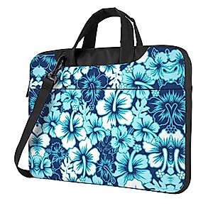 Hawaii Flower Printed Laptop Bag,Portable Crossbody Laptop Case Bag Briefcase Messenger Bag With Handle 13 Inch