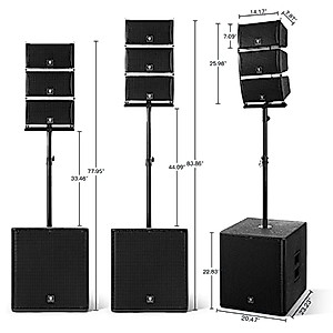 PRORECK Club 8000 18-inch 8000W P.M.P.O Stereo DJ/Powered PA Speaker System Combo Set 6 Line Array Speakers and Two 18 inch Subwoofers with Bluetooth/USB Drive Read/SD Card/Remote Control