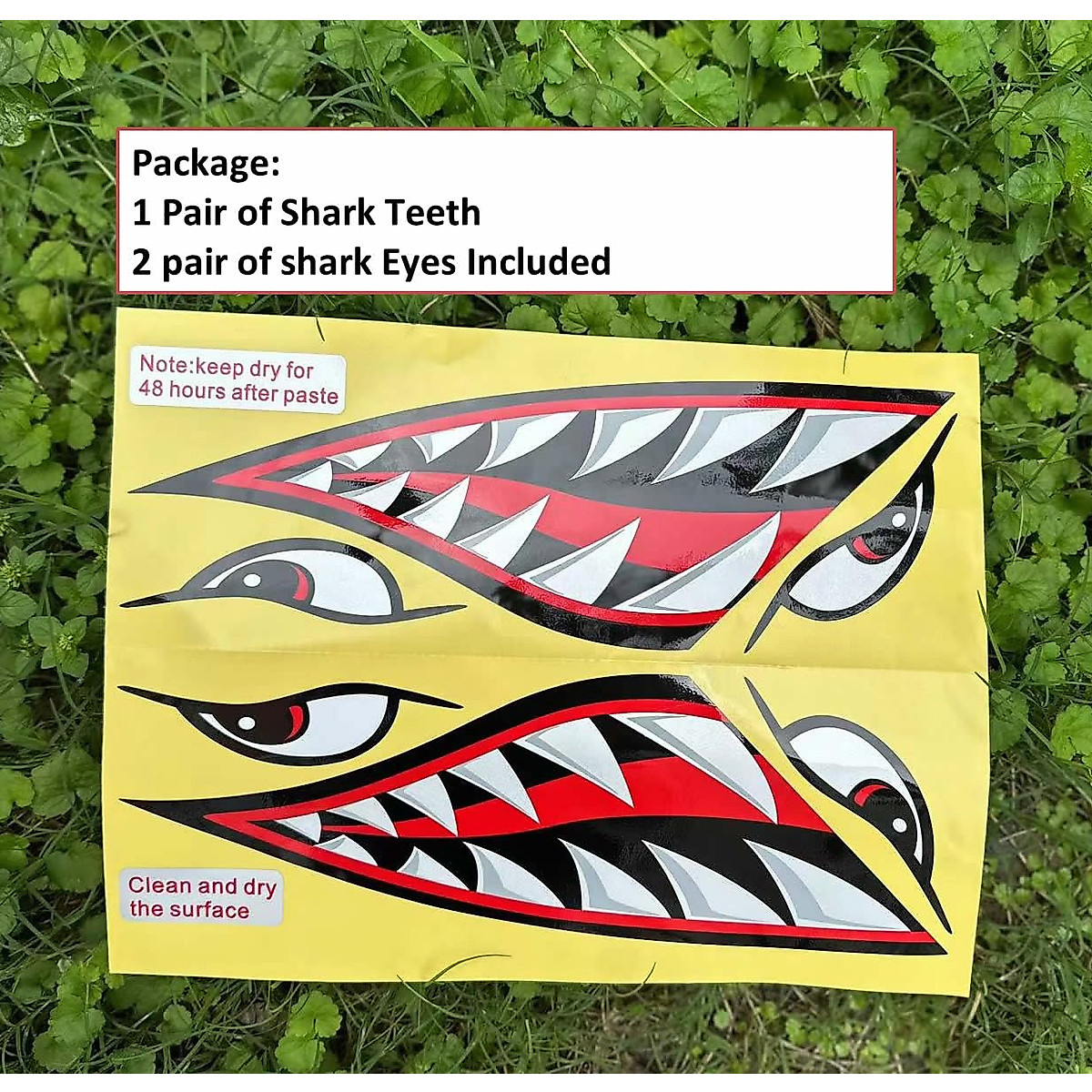 Shark Teeth Mouth Reflective Decals Graphics Sticker Fishing Boat Canoe Car Truck Kayak Decals Accessories,14.8 x 5.0 inches