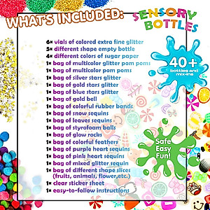 VMNlooking Sensory Bottles Kits for Calm Down Corner Supplies Magic Mixies Sensory Toys for Toddlers1-3 Kids with Glitter, 5 Fun Shaped Containers