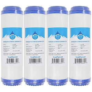 4-Pack Replacement for H2O Distributors ADWU-D Granular Activated Carbon Filter - Universal 10-inch Cartridge Compatible with H2O Distributors Flowmatic ADWU-D Under Sink Water Filter - Denali Pure