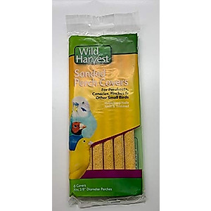 Generic Sanded Bird Perch Cover Bundle Includes: (3) Packs of 6 Perch Covers (Total of 18 Covers), (1) Mineral Block Supplement, and (1) Laminated Bird Tips Card.