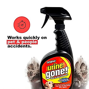 Urine Gone Stain & Odor Eliminator: Professional Strength Fast-Acting Enzyme-Based Solution, Instantly Penetrates and Neutralizes into the Fibers of a Carpet, Stops Pets from Remarking