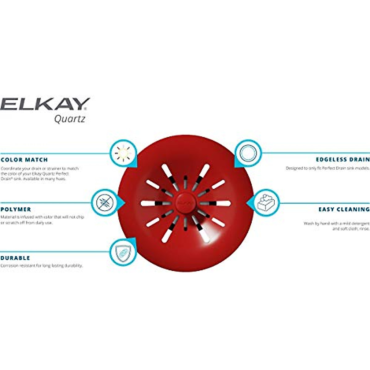 Elkay LKPDQD1BK Quartz Perfect Drain 3-1/2" Polymer Disposer Flange with Removable Basket Strainer and Rubber Stopper Black