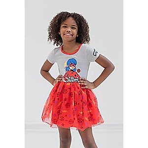 Miraculous Ladybug Little Girls Tulle Dress Red/Gray 7-8