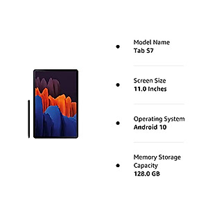 Samsung Galaxy Tab S7 (5G Tablet) LTE/WiFi (Verizon), Mystic Black - 128 GB (2020 Model - US Version & Warranty) - SM-T878UZKAVZW (Renewed)