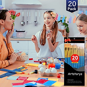 Paint Brushes Set, 20 Pcs Paint Brushes for Acrylic Painting, Oil Watercolor Acrylic Paint Brush, Artist Paintbrushes for Body Face Rock Canvas, Kids Adult Drawing Arts Crafts Supplies, Blue