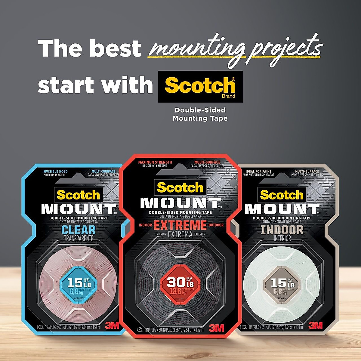 Scotch-Mount Extreme Double-Sided Mounting Tape Mega Roll 414H-Long-DC, 1 in x 400 in