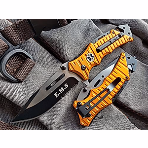 8.25 Orange Emergency EMT EMS Rescue Handy Medical Pocket Folding Knife