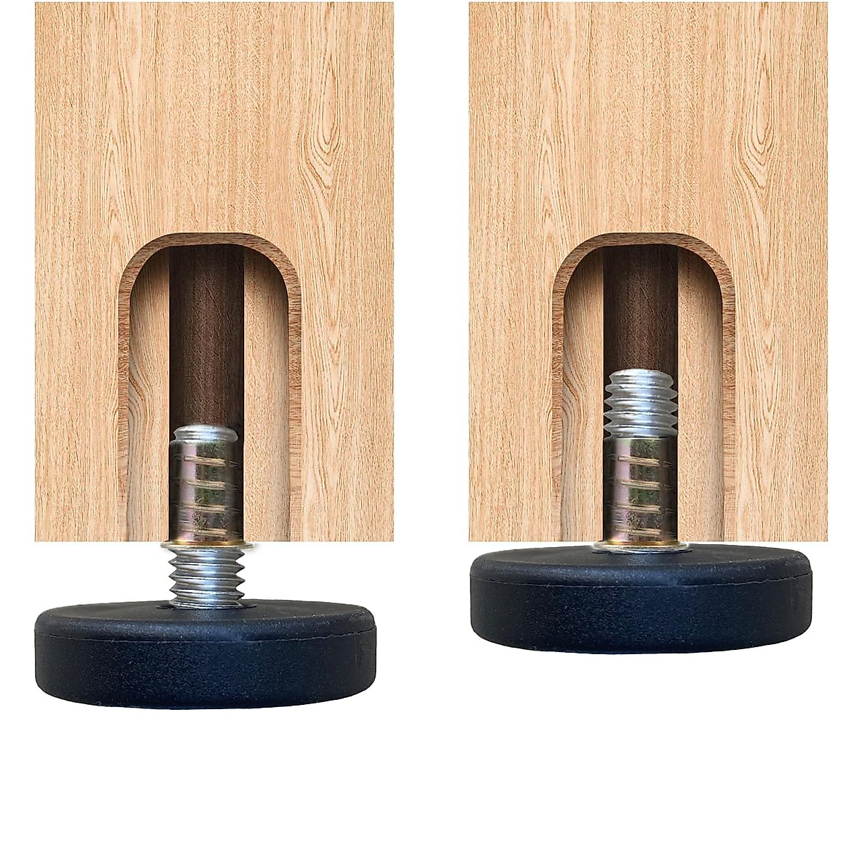 SINGTAN #304 Stainless Steel Furniture Levelers-Pack of 4 | Furniture Feet,Heavy Duty Adjusting Foot Adjustable Furniture Legs | Table Levelers | Chair Levelers,3/8"-16 Threaded Bolt, Thread Pitch:16