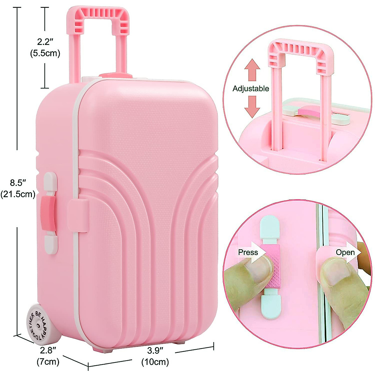 Windolls 18 Inch Doll Suitcase Travel Luggage Play Accessories - 18" Doll Clothes Accessories Travel Carrier Storage Set, Include Case, Doll Clothes, Hat, Sunglasses, Camera, Pillow, Toy Pet, etc