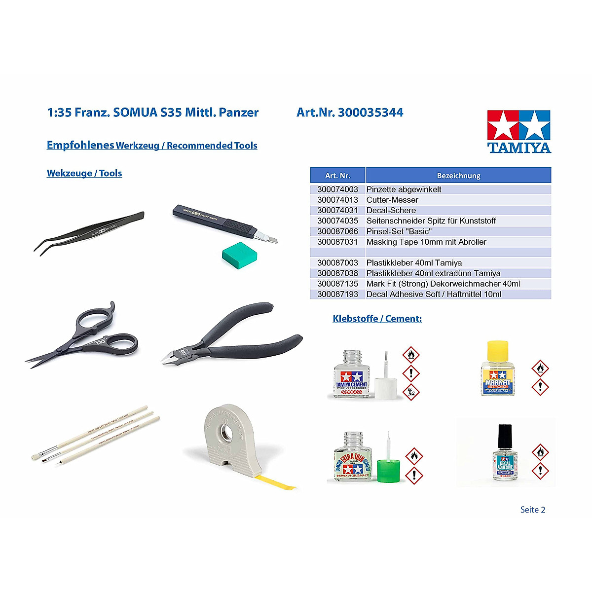 Tamiya 300035344 – 1:35 French SOMUA S35 Medium Tank, Faithful Replica, Plastic, Crafts, Model kit, Assembly, unpainted