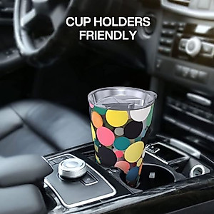 WXZYFP Car cup (single silver rim), can use a straw or drink directly, easy to use.Abstract painting of circles