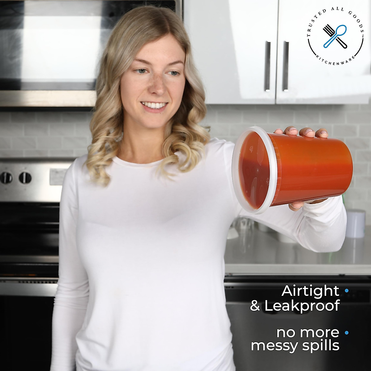 Trusted All Goods [25Sets - Clear Plastic 32 oz Deli Containers with Lids & One (1) Label Sheet - Leakproof BPA Free - Deli Container with Lids 32 oz - Freezer and Dishwasher Safe