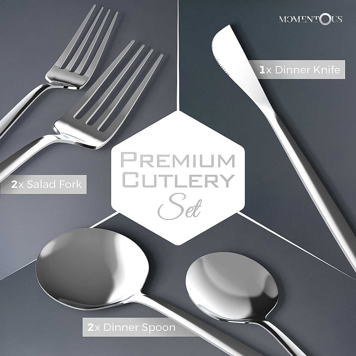 40 Piece Stainless Steel Flatware Sets for 8 with 1 Knife, 2 Spoons, and 2 Forks Kitchen Silverware Sets, Cutlery Set for 8, Kitchen Essentials