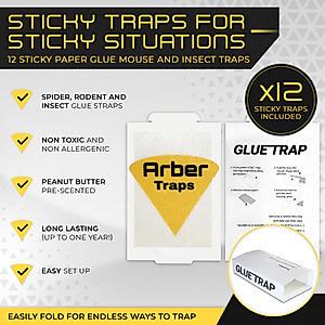 Arber Traps Bucket Lid Mouse Trap, Fits on 5 Gallon + 12 Pcs Sticky Mouse Traps Glue + 6 Pcs Spring Snap Traps for Mice - Multi Catch Humane Mouse Trap for Indoor and Outdoor Used