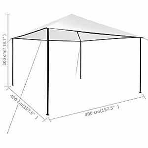 Barbecue Hard-top Pavilion Terrace Gazebo Outdoor Gazebo Gazebo 13.1'x13.1'x9.8' White 0.6 oz/ft² for Backyard Patio Lawn Garden