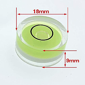 Circular Bubble Spirit Level BY GFNT for Tripod, Phonograph, Turntable Etc 6PCS (18x9mm green)