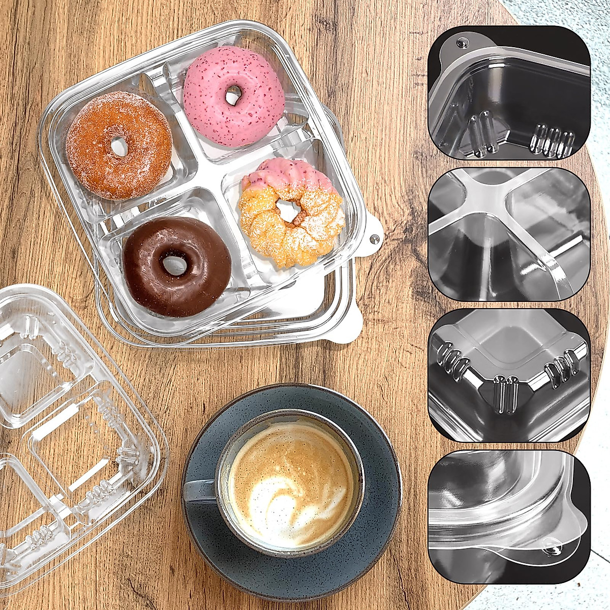 ISUSSER 20 Pack Clear Bento Snack Food Containers, 4 Compartment Meal Prep Containers with Lids for School and Work (clear)