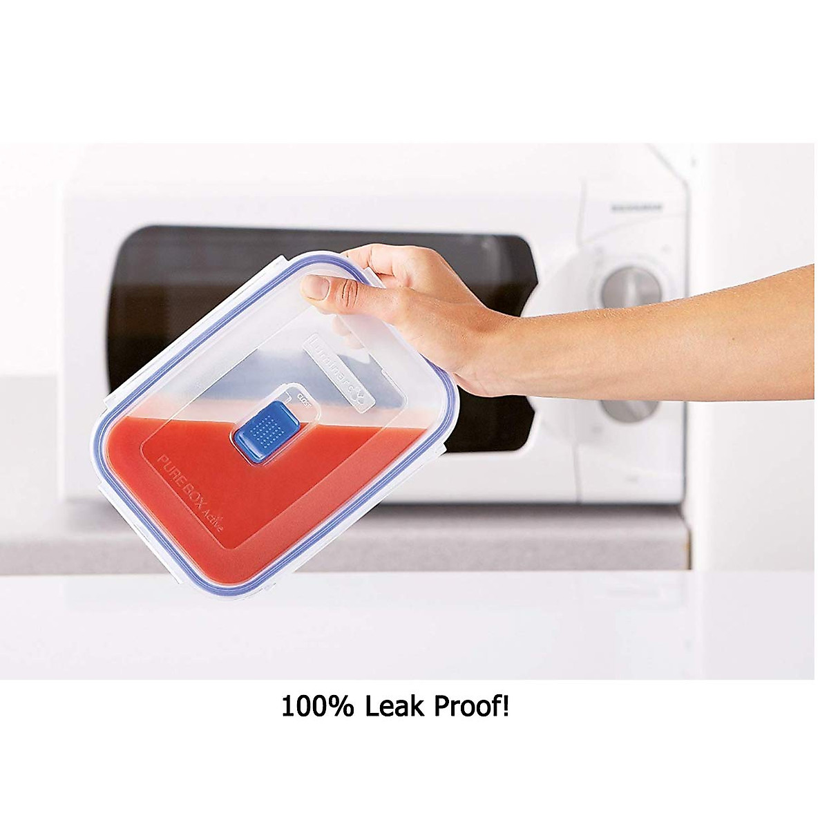 Luminarc Pure Box Active Glass Food Storage Container with Sliding Vent Lid (Square 1.6 Cups / 380ML)