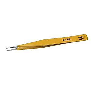 Aven 18013EZ E-Z Pik Precision Style AA Tweezer, Stainless Steel, Yellow , 5" Length
