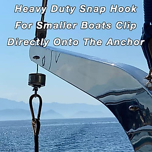 100 FT Double Braided Nylon Boat Anchor Rope 3/8inch with 316 Stainless Steel Thimble and Heavy Duty Snap Hook Marine Grade Anchor line Black