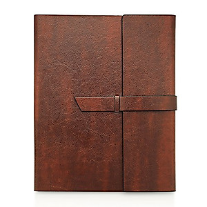 GALLAWAY LEATHER Padfolio Portfolio Folder – Slim Portfolio Folio Organizer Holder for Letter Legal A4 Note Pads Notebooks for Men Women Refillable Business Leather Portfolio Binder, Dark Chocolate