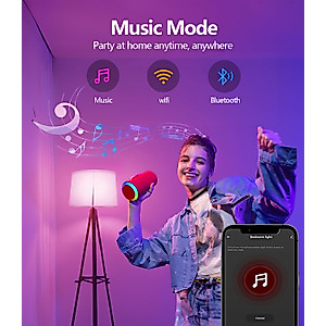 luckystyle Smart Light Bulbs, 9W A19 E26 800LM WiFi Bluetooth LED Bulbs Compatible with Alexa, Google Assistant & Home, 16 Million Colors Music Sync Color Changing Dimmable RGBWW Lights Bulb (4)