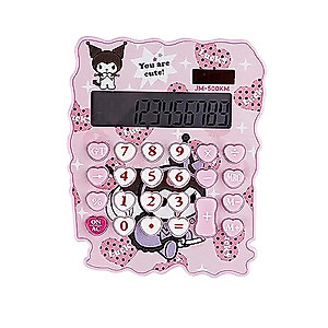 G-Ahora Cute Kitty Cat Solar Calculator 12 Digits Display Basic Calculator Button Battery Solar Panel Dual Power Supply Clear Display Screen（Purple）