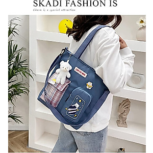 Kawaii Japanese School Bag Aesthetic Cute Ita Bags Crossbody Preppy Tote Bag Kawaii Backpack Purse Korean Stationary (Blue, One Size)