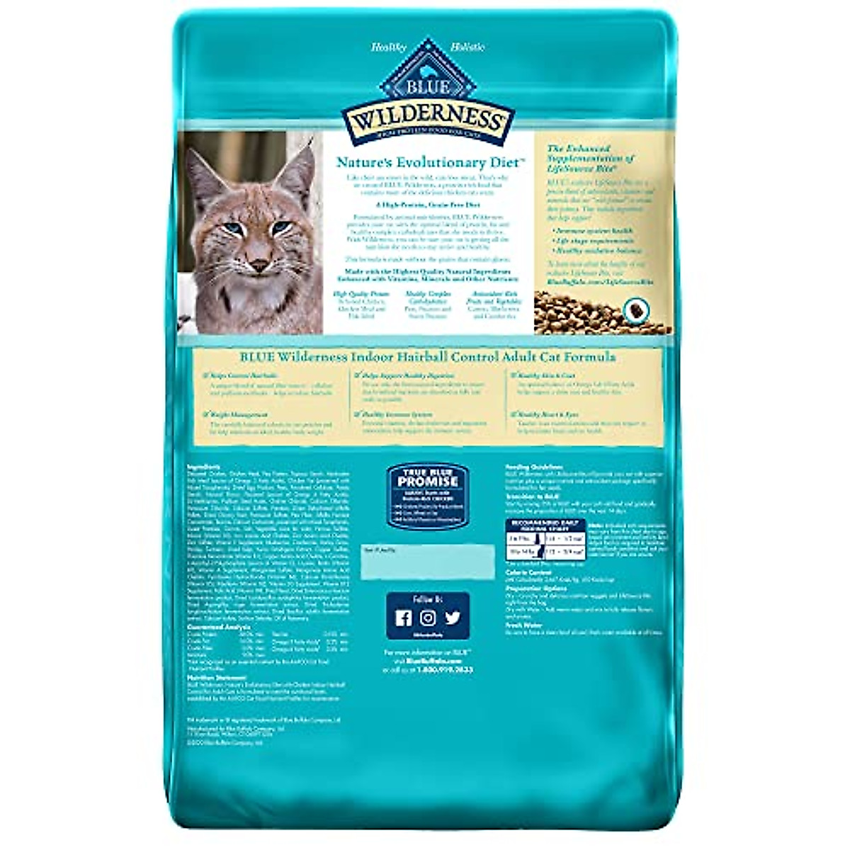 Blue Buffalo Wilderness High Protein, Natural Adult Indoor Hairball Control Dry Cat Food, Chicken 11-lb