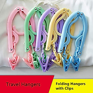Portable Folding Travel Clothes Hangers with Clips Travel Accessories Plastic Foldable Non-Slip Lightweight Shirts Socks Underwear Clothes Hangers Drying Rack for Home Outdoor Travel