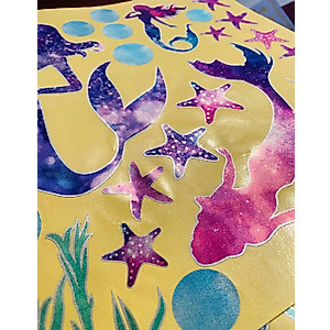 Easu Mermaid Wall Decals Girls Nursery Bedroom Wall Sticker Girls Wall Decals Mermaids Decorative Peel & Stick Wall Decals