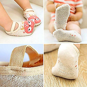 MOLUMIX Baby Anti Slip Grips Animal Socks 8-36 Months, Toddler Non Slip Floor Socks for Girls and Boys 6 Pairs