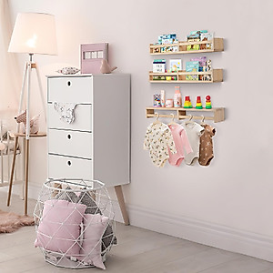 birola Nursery Book Shelves for Wall Set of 3，Natural Wood Wall Bookshelves for Kids Room - Book Shelf for Wall(32 inches Set of 3)