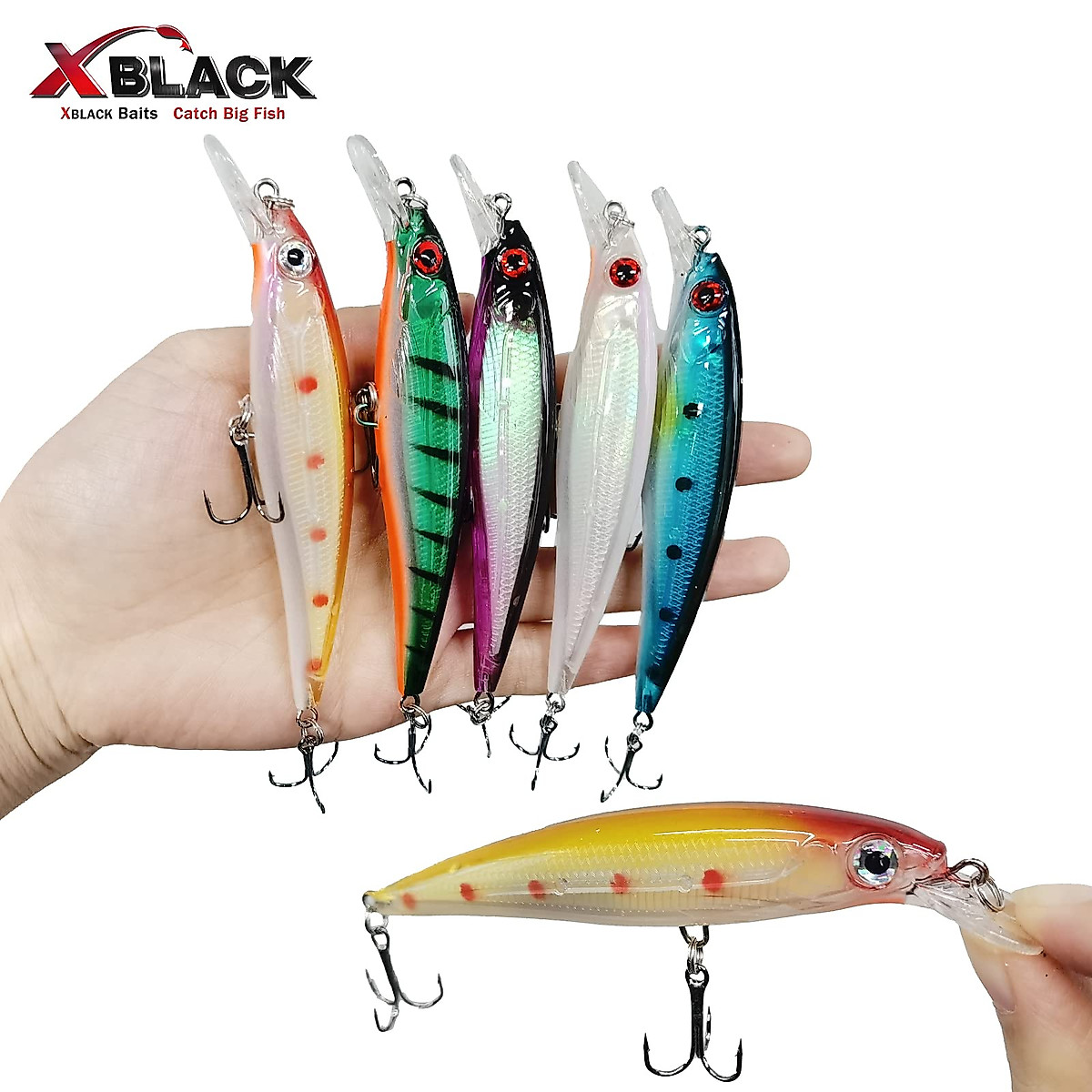 XBLACK Hard Fishing Lures Set 20PCS Mixed Minnow Crankbaits for Beginner Starter, XBLACK Baits, Catch Big Fish!