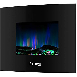 e-Flame USA Sundance Curved Wall Mounted or Freestanding LED Electric Fireplace with Remote - Adjustable, Timer, Remote - 22-inch