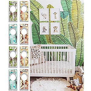 Closet Dividers for Baby Clothes by YardieBaby - Set of 8 Baby Clothing Size Age Hanger Dividers from Newborn Infant to Toddler Months Boys/Girls Nursery Closet Organizer (Safari)