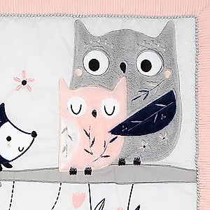 Lambs & Ivy Forever Friends 4-Piece Nursery Crib Baby Bedding Set - Blue, Pink