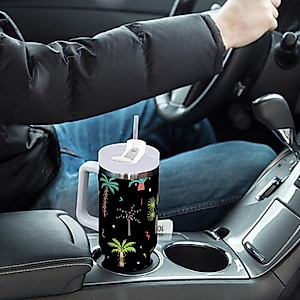 RPLIFE Christmas Palm Trees Tumbler Cup, Stainless Steel Cup, Tumbler with Straw
