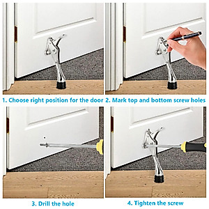 FVIEXE 6 Packs Door Stoppers, Metal Doorstop Door Holder Kick Stopper Commercial Kickdown Door Stops, Door Stop for Bottom of Door with One Touch and Rubber Tip Kickstand Replacements