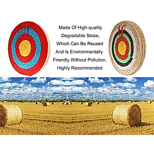 DOSTYLE Archery Targets Traditional Solid Straw Round Archery Target Shooting Bow Coloured Rope Target Face Three Layer for Shooting Practice