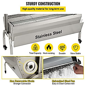 VEVOR 132 LBS Rotisserie Grill Roaster, 40W BBQ Small Pig Lamb Rotisserie Roaster, 50 Inch Stainless Steel Charcoal Spit Rotisserie Roaster Grill for Camping and Outdoor Barbecue