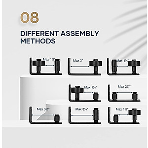 EaseLife 2 Pack Barn Door Floor Guide,8 Assemble Setup Options,Wall Mount System,Adjustable Stay Roller,Flush Flat Bottom Design,Black