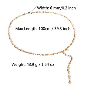 Jurxy Multilayer Alloy Waist Chain Body Chain for Women Golden Waist Belt Pendant Belly Chain Adjustable Body Harness for Jeans Dresses – Gold Style 5