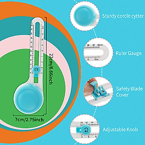 Bewudy Circle Cutter, Rotary Circle Circle Cutter with 3 Replaceable Blades for Paper Crafts, Paper Circle Cutter, Circular Cutter, Adjustable Circle Cutter for Art and DIY Crafts